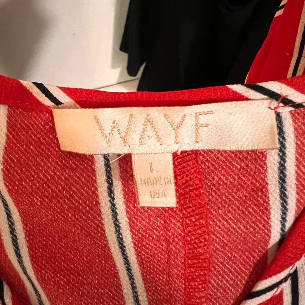 Wayf | Dresses | Wayf Red And White Striped Midi Dress | Poshmark